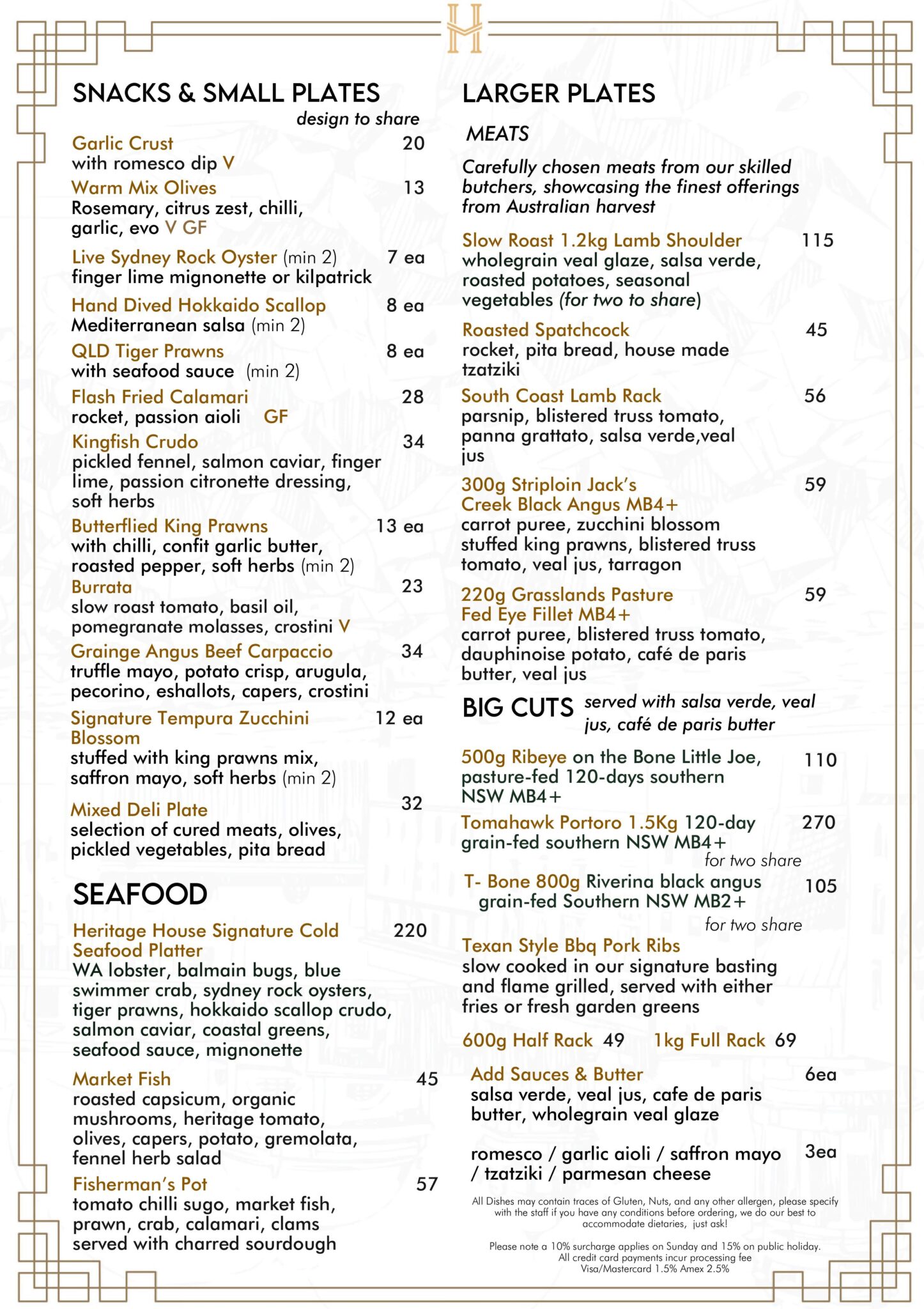 Explore Exquisite Delights | Heritage House Restaurant Menu