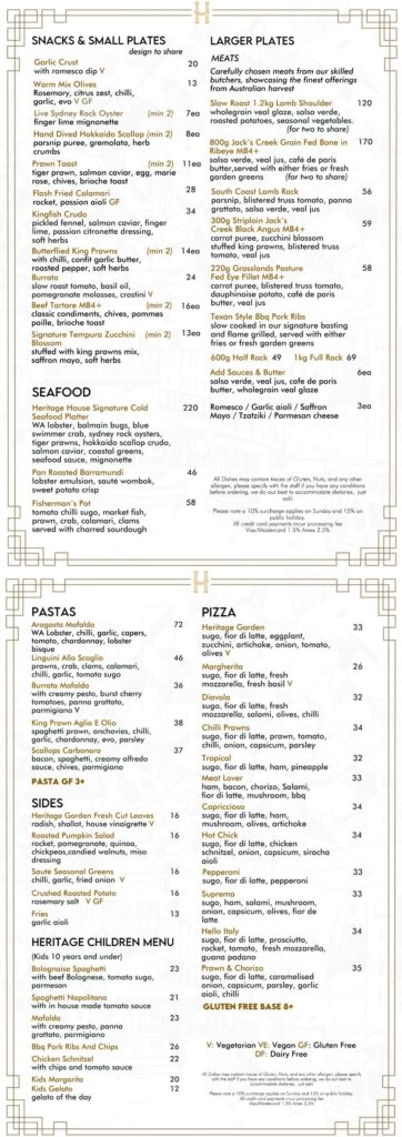 Explore Exquisite Delights | Heritage House Restaurant Menu